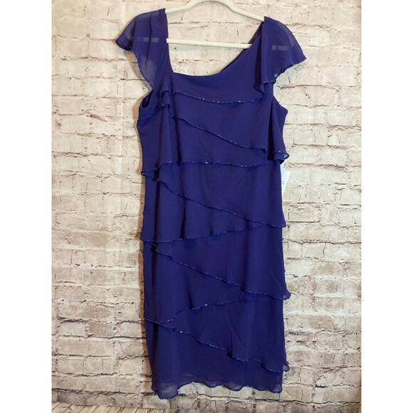 Patra | Dresses | New 98 Patra Dress 14 Petite Darkest Purple Tiered ...